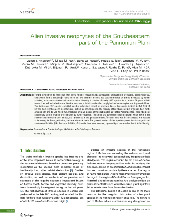 (PDF) Central European Journal of Biology Alien invasive neophytes of ...