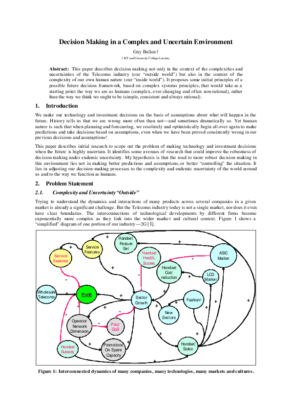 (PDF) Decision Making in a Complex and Uncertain Environment
