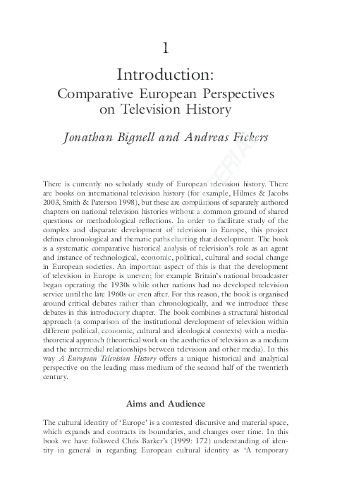 (PDF) Introduction: Comparative European Perspectives on Television History