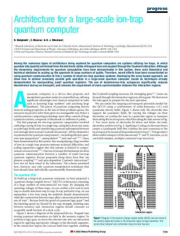 (PDF) Architecture for a large-scale ion-trap quantum computer