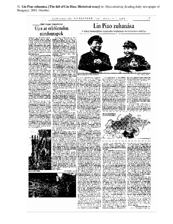 (PDF) Lin Piao zuhanása (in Hungarian) [The fall of Lin Biao ...