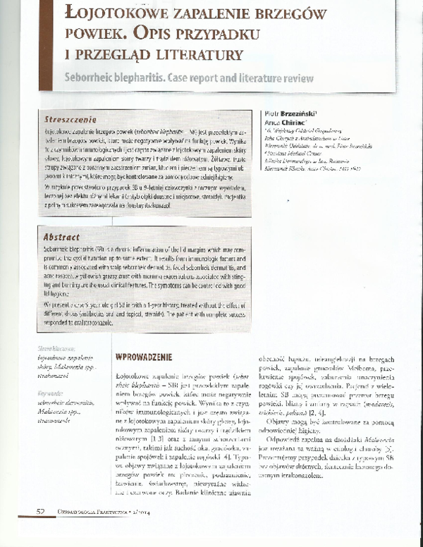 (PDF) Seborrheic blepharitis. Case report, literature review