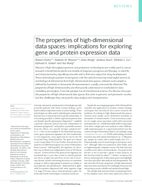 (PDF) The properties of very high dimensional data spaces: implications ...