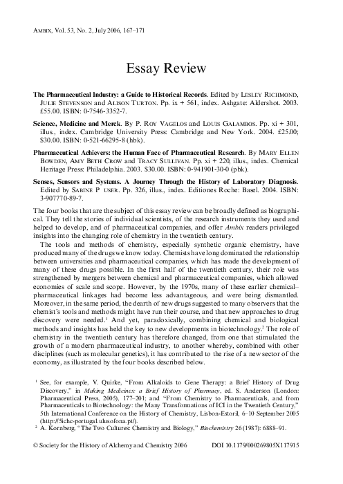 (PDF) Essay Review The Pharmaceutical Industry: a Guide to Historical ...