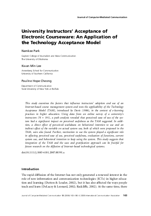 (PDF) User acceptance of electronic courseware in higher education: An ...