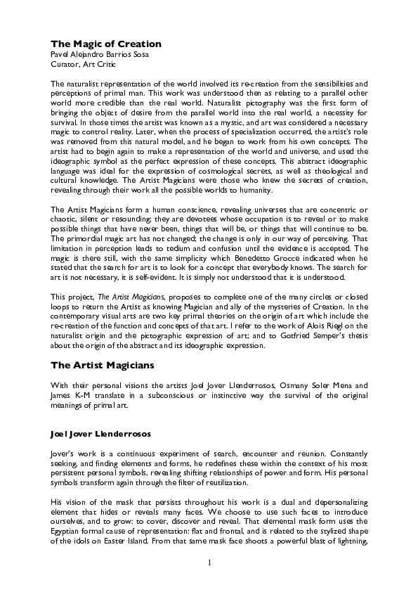 (PDF) The Magic of Creation - Exhibition Catalogue Essay for "The ...