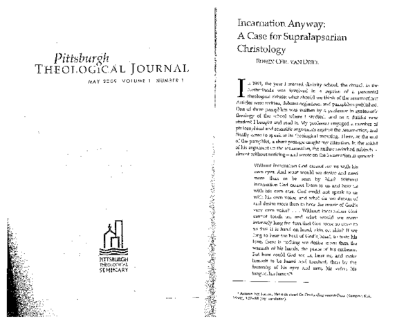 (PDF) Incarnation Anyway: A Case for Supralapsarian Christology