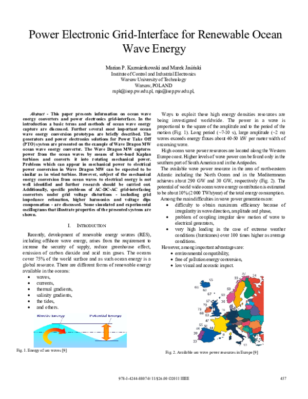 (PDF) Power Electronic Grid-Interface for Renewable Ocean Wave Energy