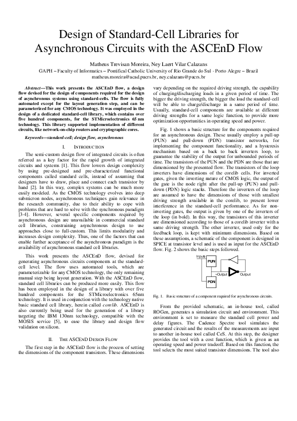 (PDF) Design of Standard-Cell Libraries for Asynchronous Circuits with the ASCEnD Flow | Ney L V ...