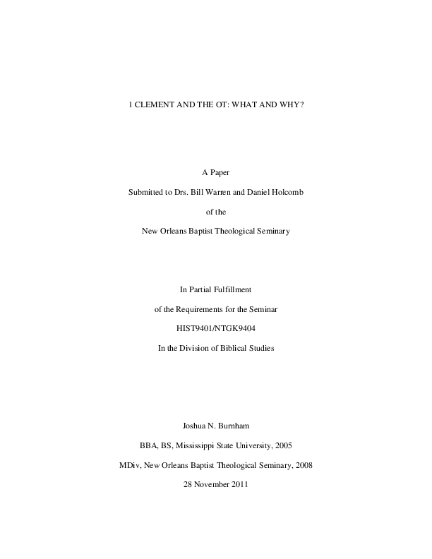 (DOC) 1 Clement and the Old Testament: What and Why?