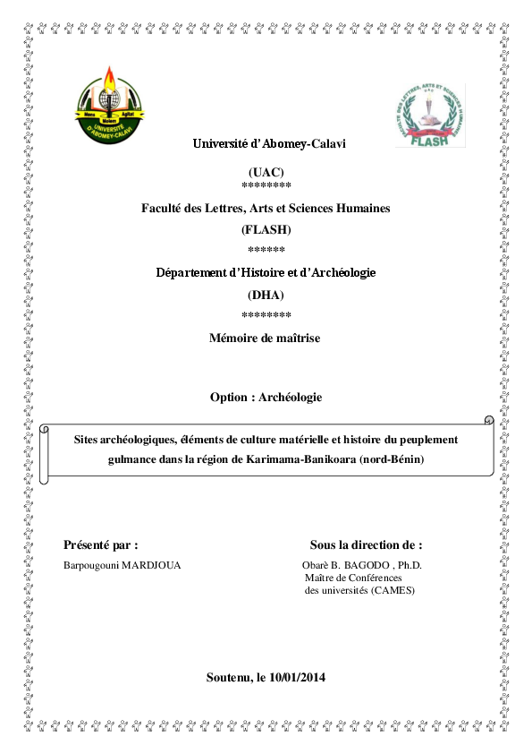 (PDF) Université d'Abomey-Calavi (UAC) ******** Faculté des Lettres ...