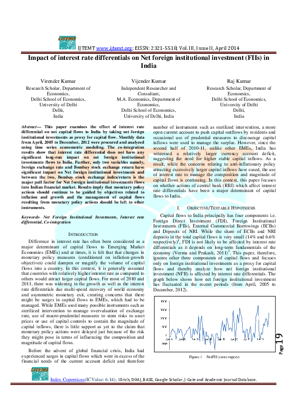 (PDF) Impact of interest rate differentials on Net foreign ...