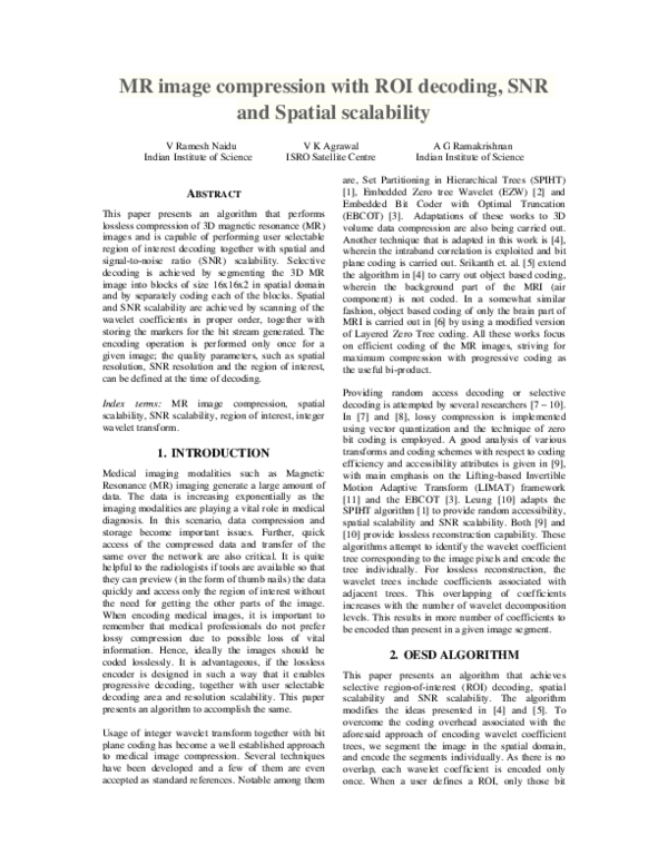 (PDF) MR image compression with ROI decoding, SNR and Spatial scalability