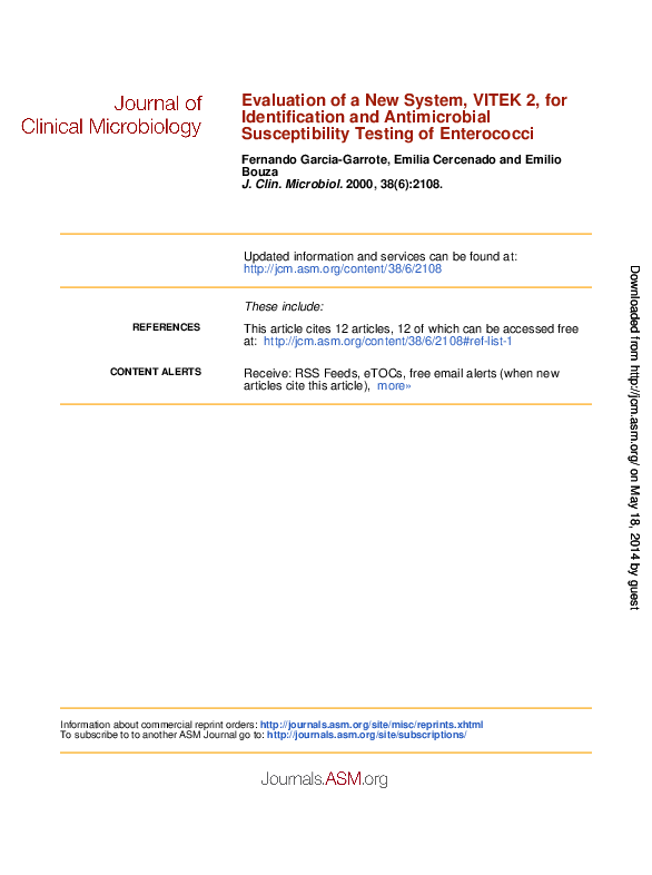 (PDF) Evaluation of a New System, VITEK 2, for Identification and ...