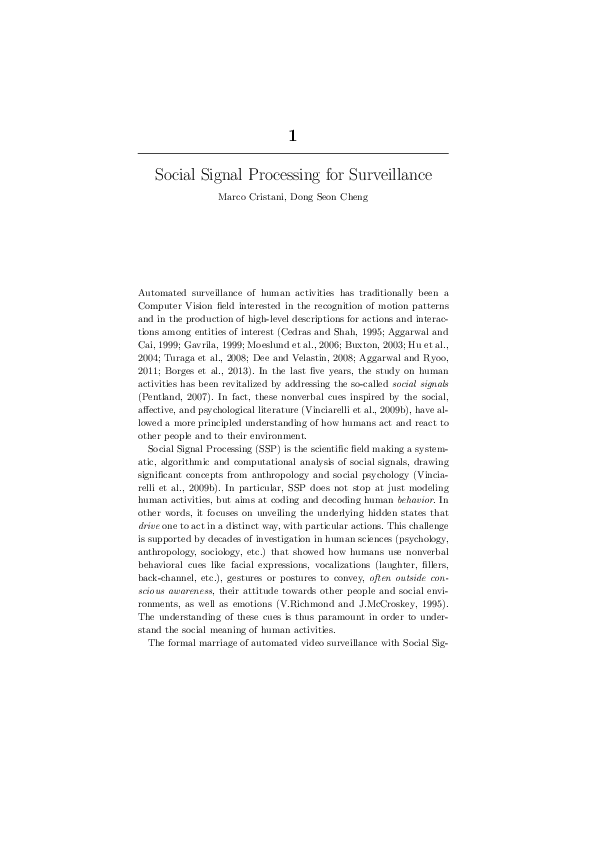 Social Signal Processing for Surveillance