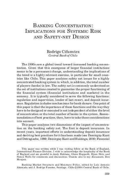 (PDF) Banking Concentration: Implications for Systemic Risk and Safety ...