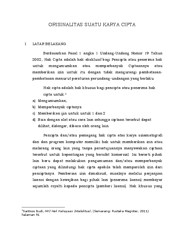 (DOC) ORISINALITAS SUATU KARYA CIPTA