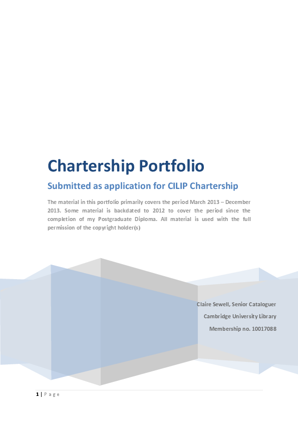 (PDF) Chartership Portfolio