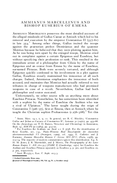 (PDF) Ammianus Marcellinus and Bishop Eusebius of Emesa