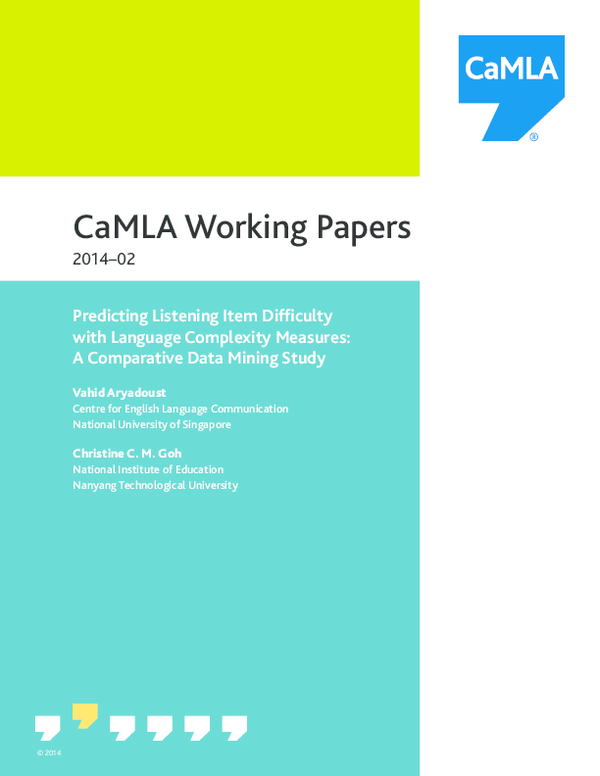 Pdf Predicting Listening Item Difficulty With Language Complexity