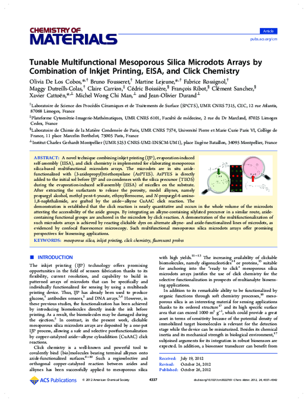 (PDF) Tunable Multifunctional Mesoporous Silica Microdots Arrays by ...