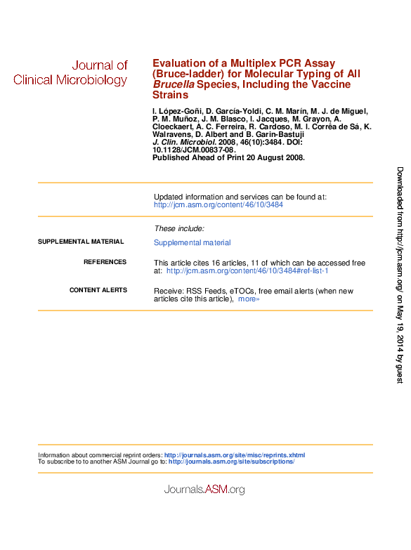 (PDF) Multiplex PCR for Typing All Brucella Species and Vaccine Strains