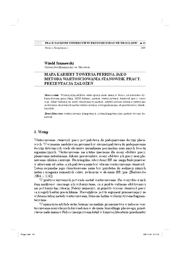 (PDF) Mapa kariery Towers Perrin jako metoda wartościowania stanowsik ...