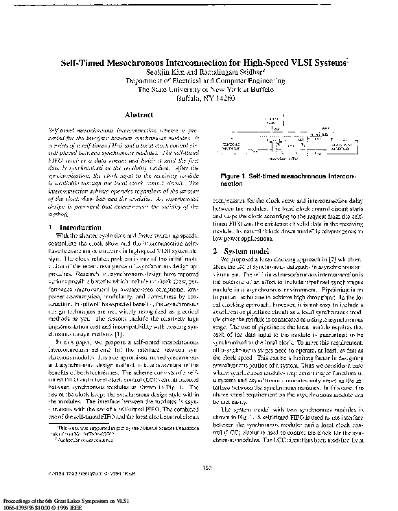 (PDF) Self-Timed Mesochronous Interconnection for High-Speed VLSI Systems