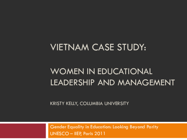 (PDF) Vietnam Case Study: Women in Educational Leadership and Management