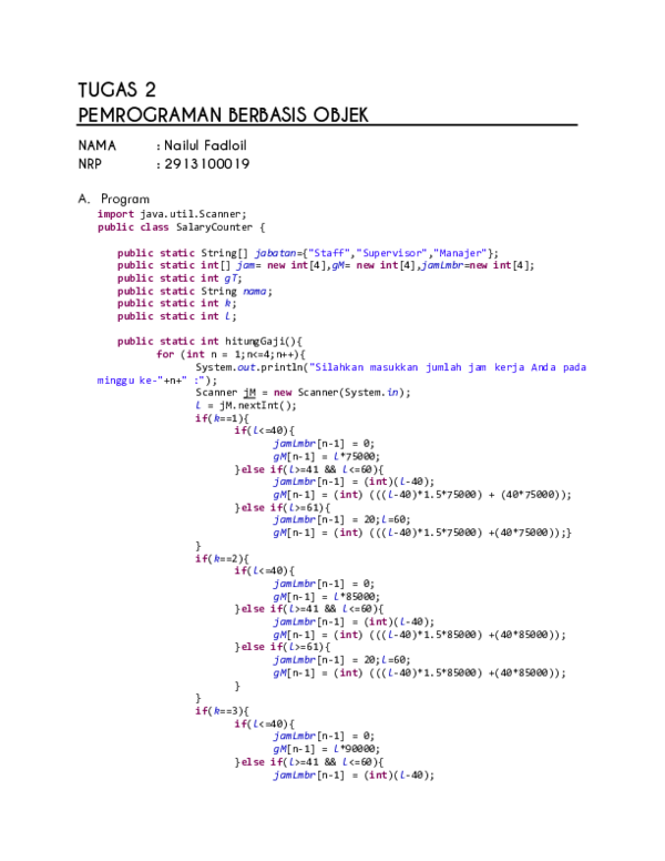 Tugas 2 Pemrograman Berbasis Objek