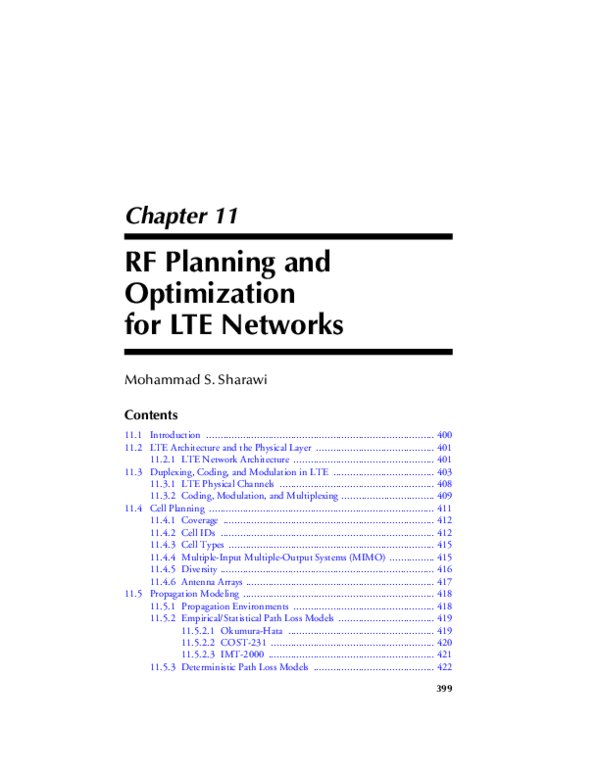 Rf Planning And Optimization For Lte Networks