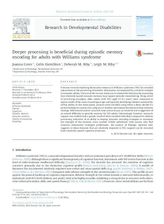 (PDF) Deeper processing is beneficial during episodic memory encoding ...