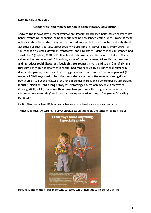 (DOC) Gender role and representation in contemporary advertising