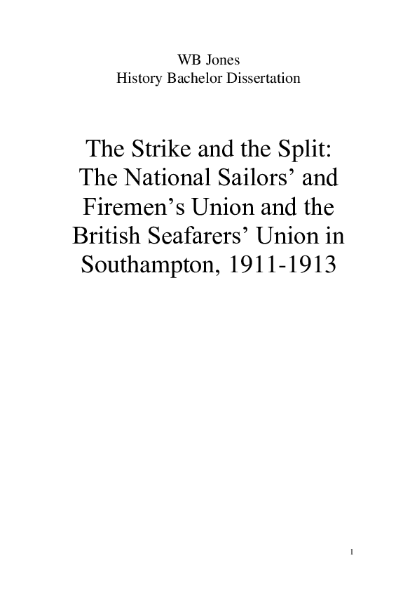(PDF) The Strike and the Split - The NSFU and BSU in Southampton, 1911-1913