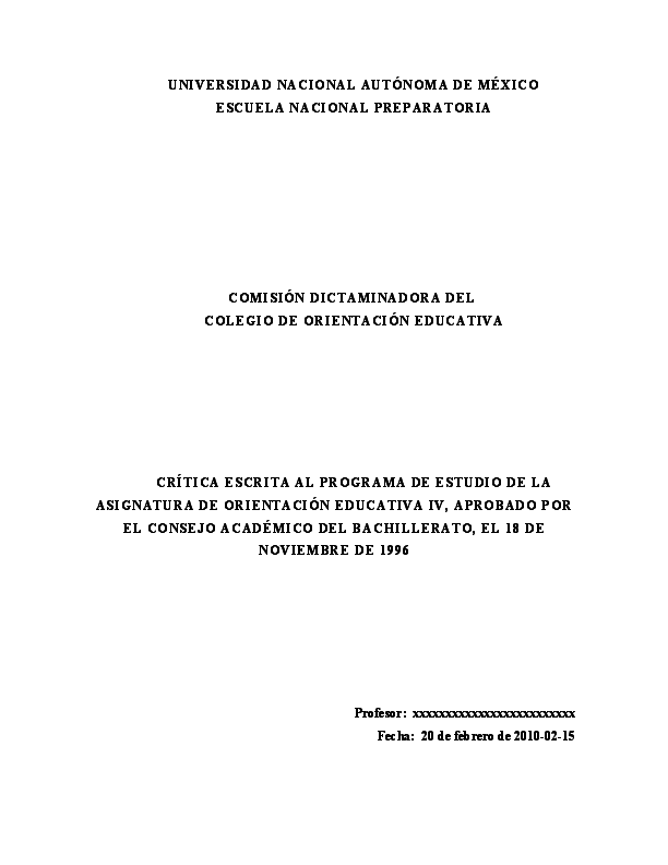 (DOC) Critica al programa de Orientación Educativa IV ENP UNAM
