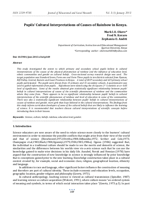 (PDF) Pupils’ Cultural Interpretations of Causes of Rainbow in Kenya.