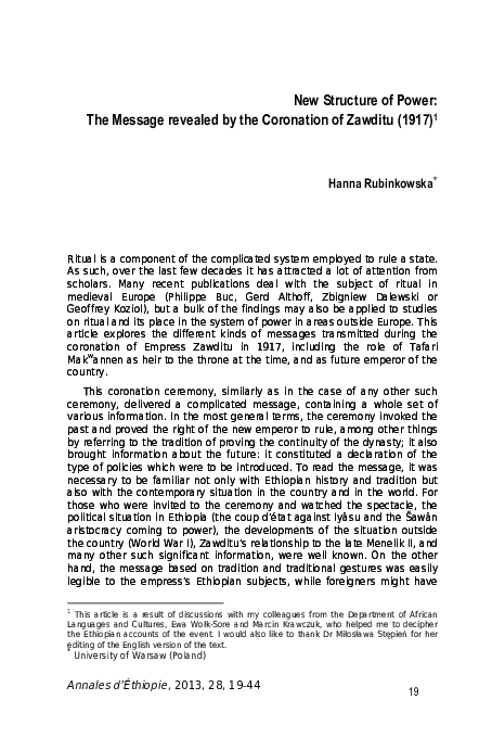 (PDF) New structure of power: the message revealed by the coronation of ...