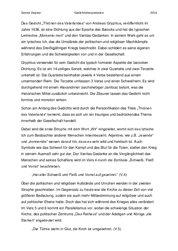 (DOC) Gedichtinterpretation Gryphius Trakl