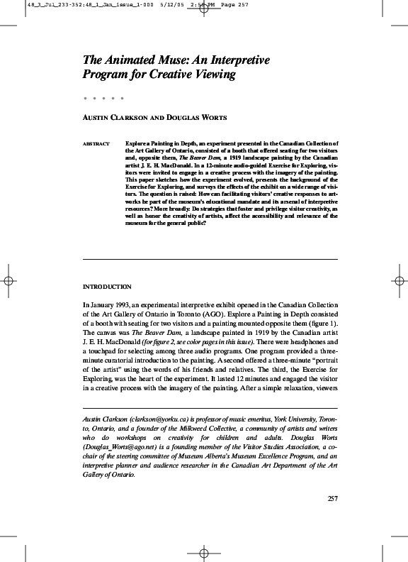 (PDF) The Animated Muse: An Interpretive Program for Creative Viewing