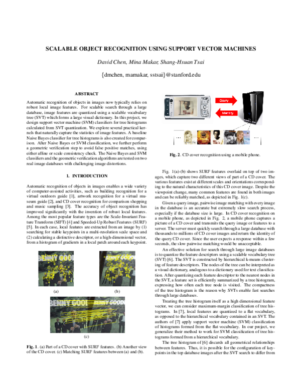 (PDF) SCALABLE OBJECT RECOGNITION USING SUPPORT VECTOR MACHINES