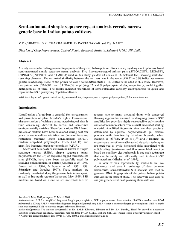 Pdf Semi Automated Simple Sequence Repeat Analysis Reveals Narrow