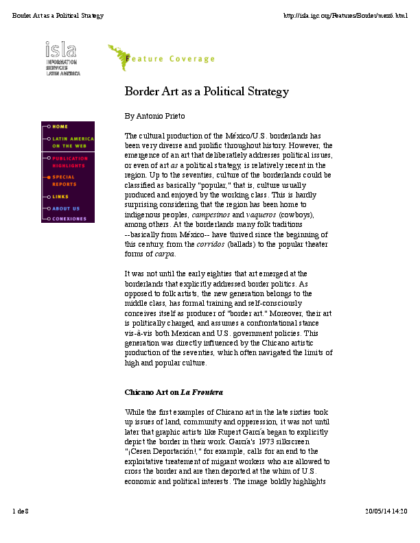 (PDF) Border Art as a Political Strategy