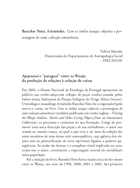 (PDF) Visiting the Wauja Indians: Masks and Other Living Objects from ...