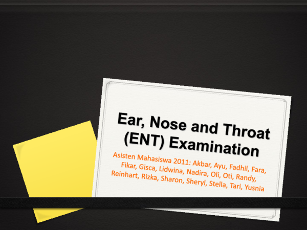 (PPT) ENT Examination