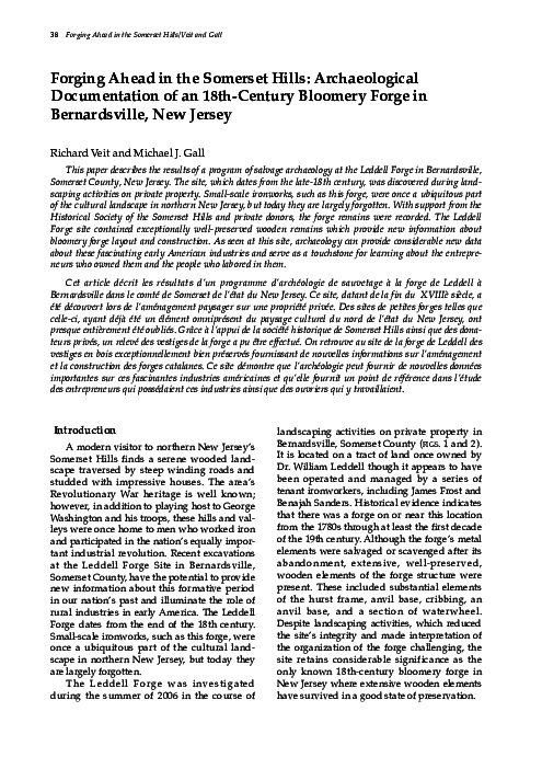 (PDF) Forging Ahead in the Somerset Hills: Archaeological Documentation ...