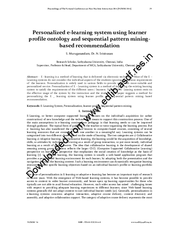 Pdf Personalized E Learning System Using Learner Profile Ontology And Sequential Pattern