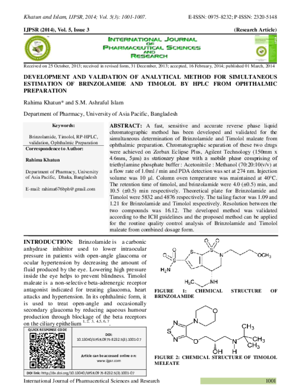 (PDF) DEVELOPMENT AND VALIDATION OF ANALYTICAL METHOD FOR SIMULTANEOUS ESTIMATION OF ...