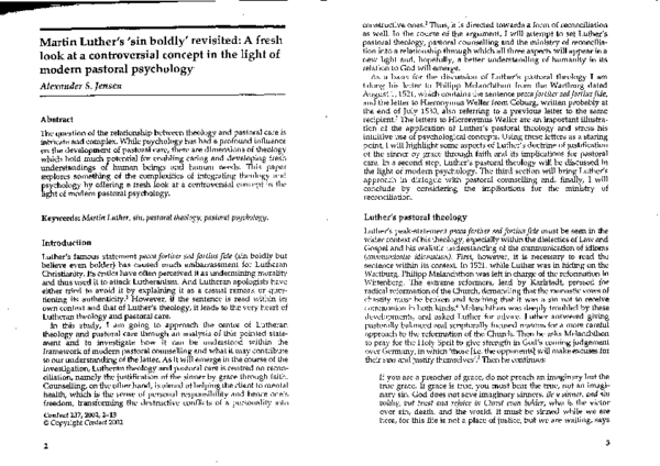 (PDF) Martin Luther's 'Sin Boldly' Revisited: A Fresh Look at a ...