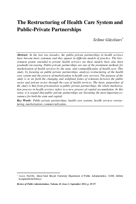 (DOC) The Restructuring of Health Care System and Public-Private ...