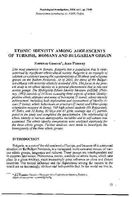 (PDF) Zornitza Ganeva and Jean Phinney - Ethnic Identity Among ...